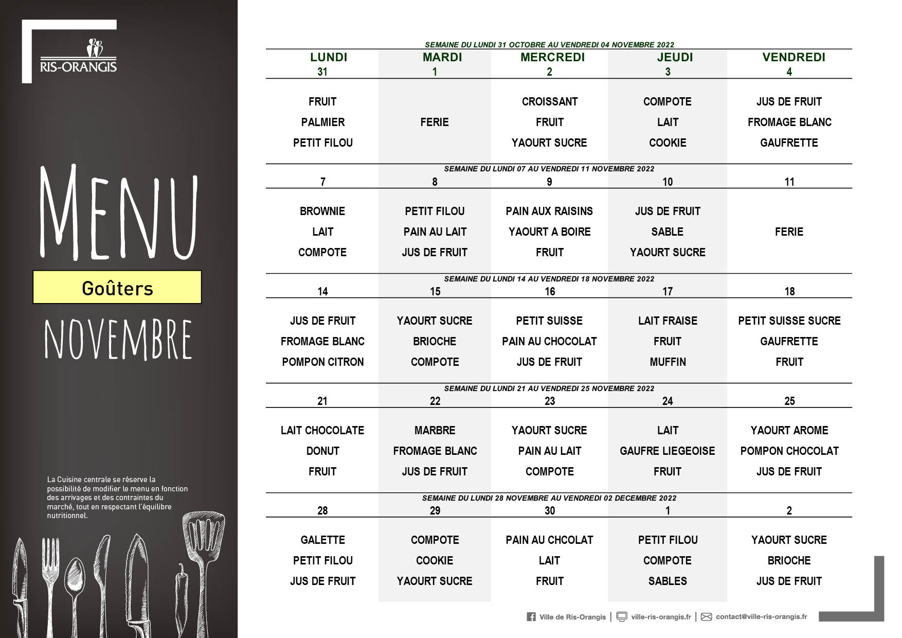 Menus de la cantine - Ville de Ris-OrangisVille de Ris-Orangis