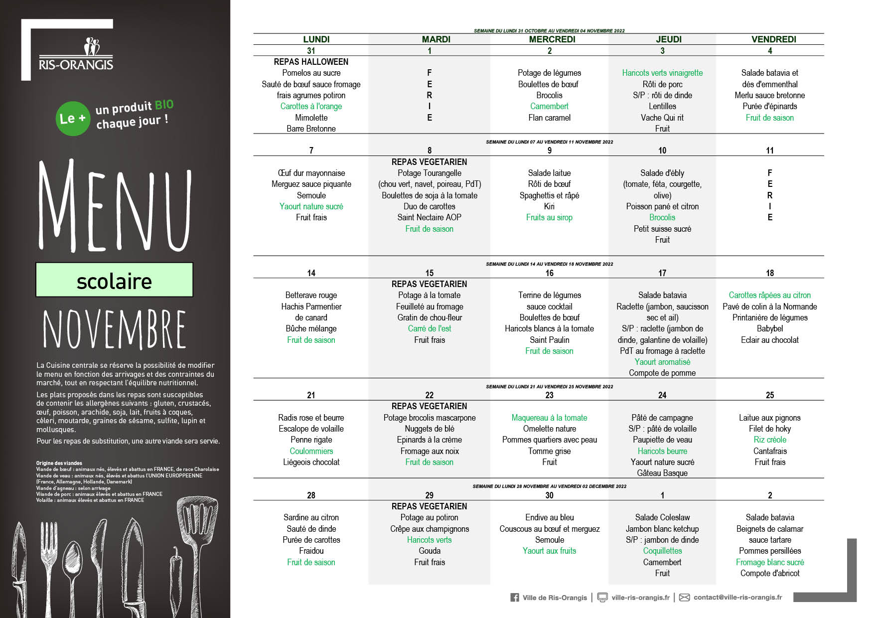 Menus de la cantine - Ville de Ris-OrangisVille de Ris-Orangis