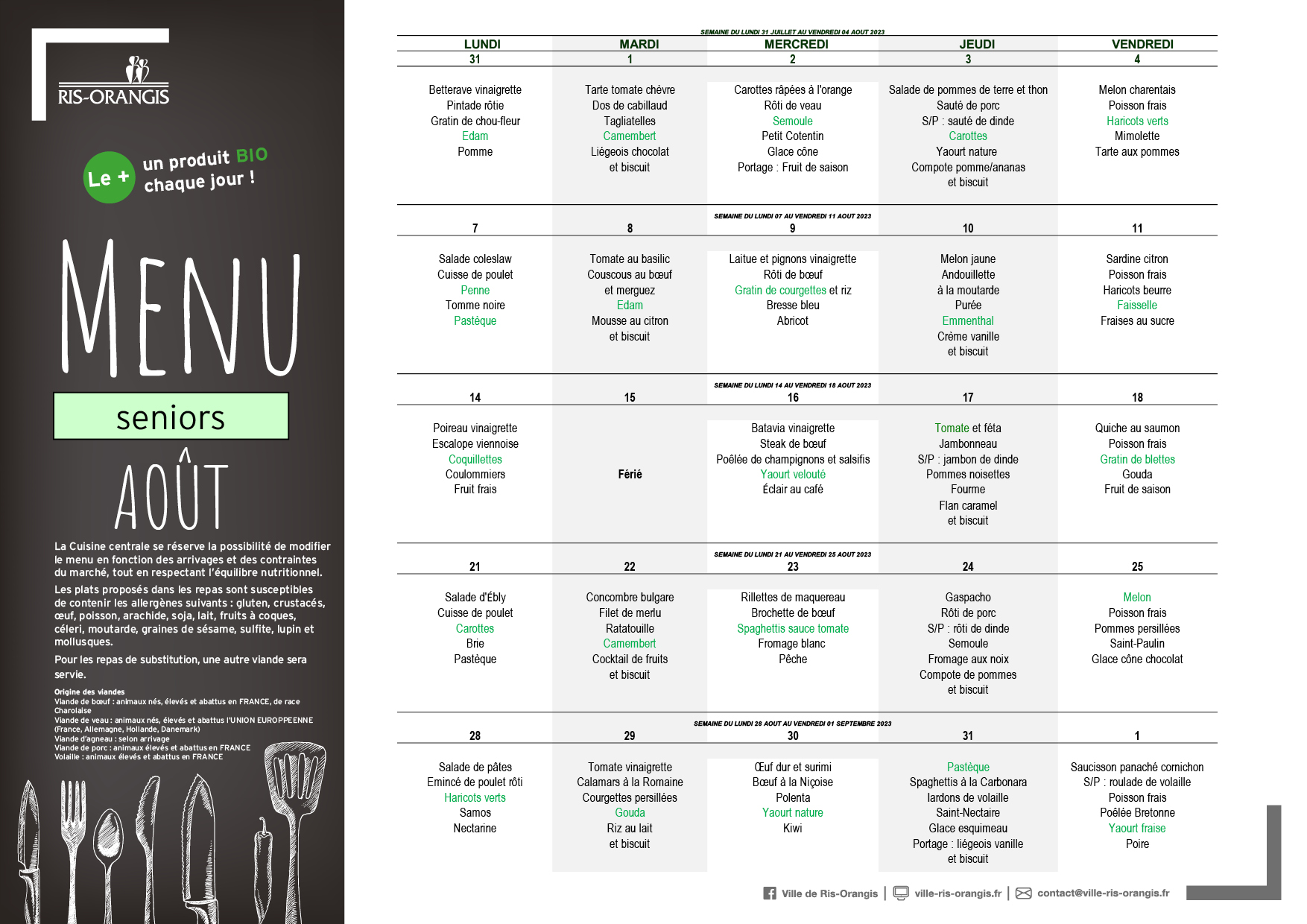 Menus de la cantine - Ville de Ris-OrangisVille de Ris-Orangis