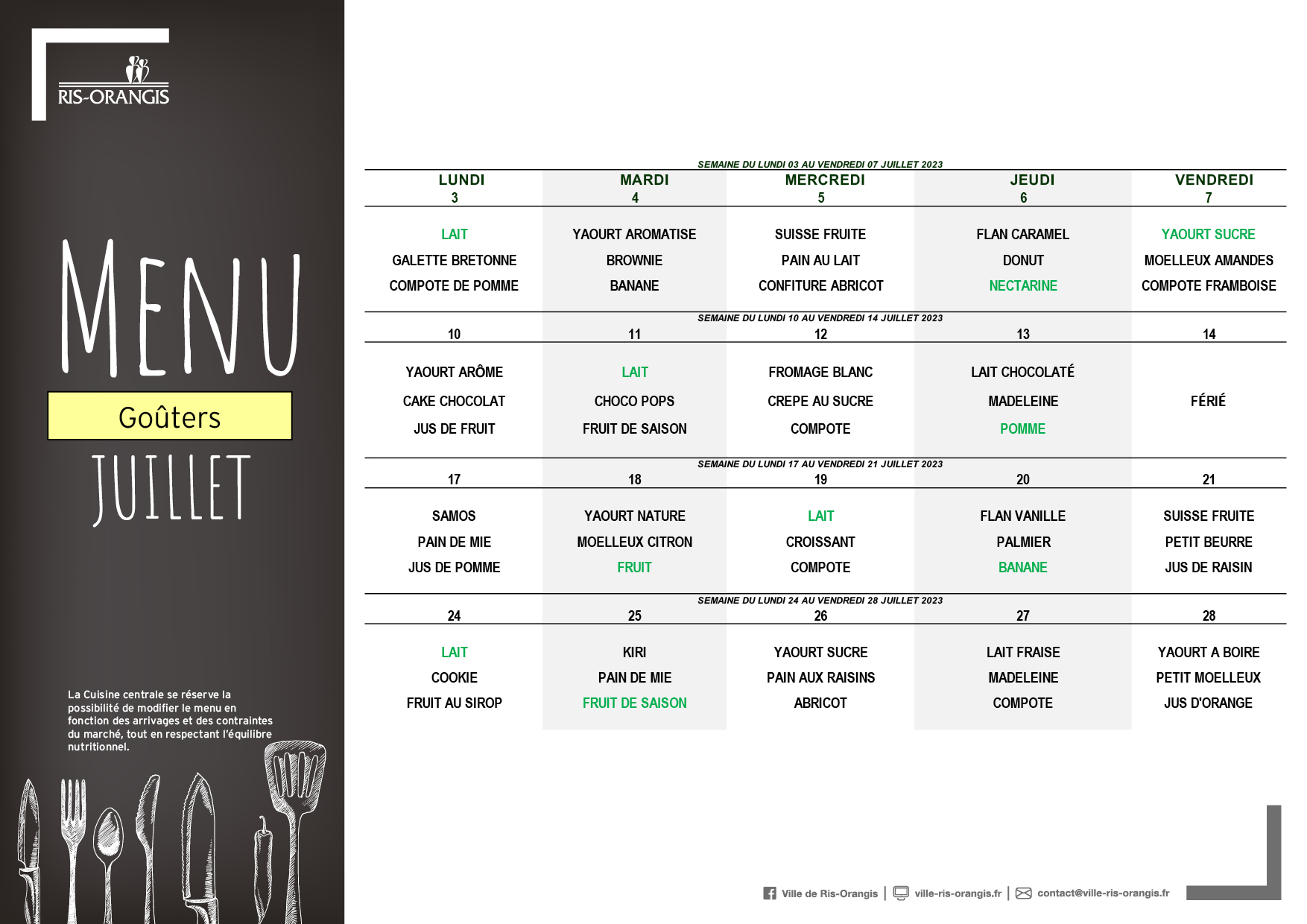 Menus de la cantine - Ville de Ris-OrangisVille de Ris-Orangis