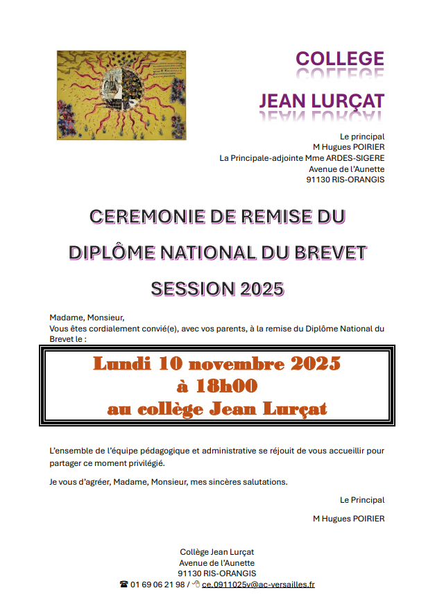 Cérémonie de remise du diplôme national du brevet session 2025 - Ville ...